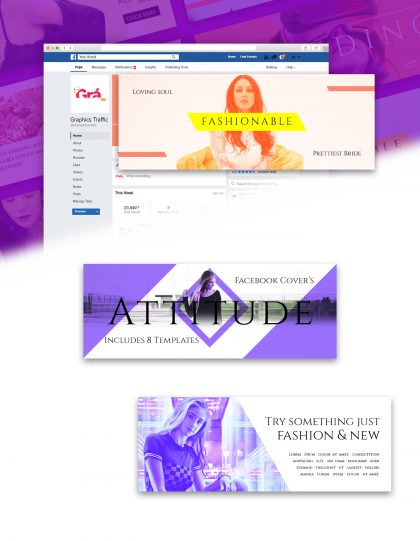 Facebook covers x8 templates - Graphics Traffic